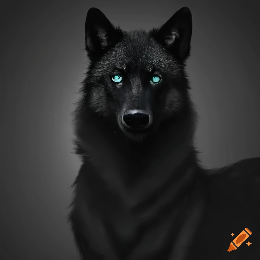 Black shadow wolf on Craiyon