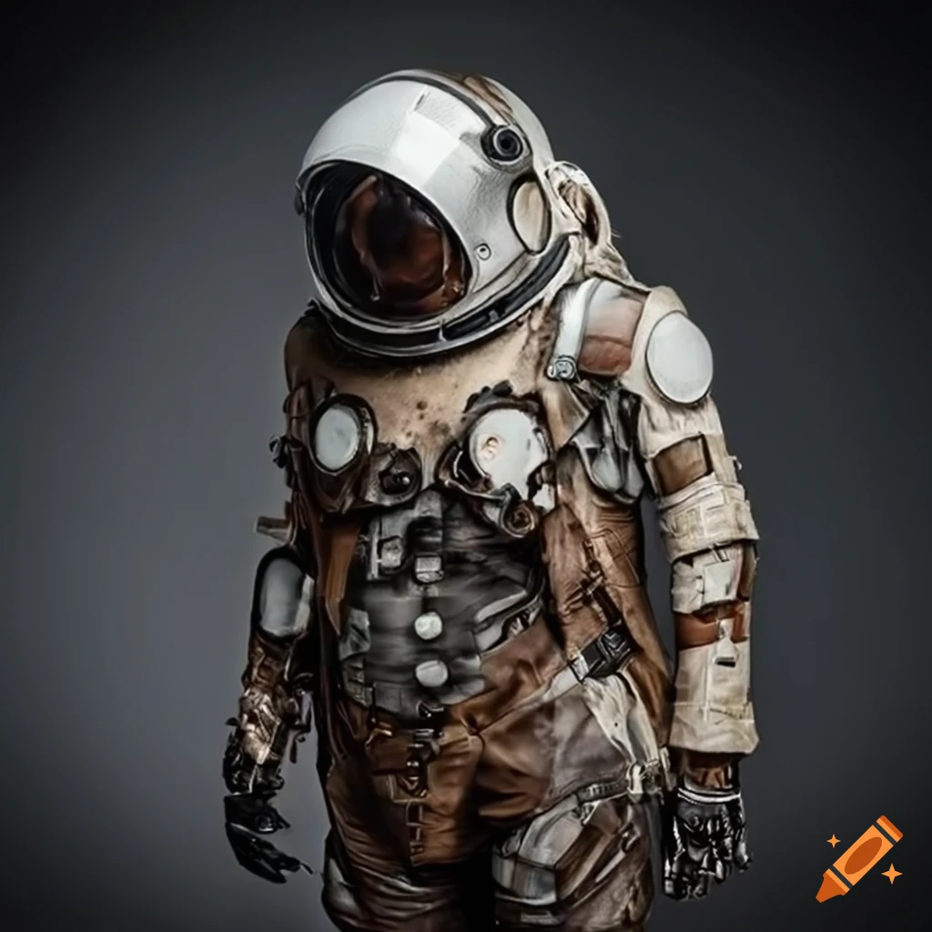 Post-apocalyptic cyborg in a leather suit and space gear on Craiyon