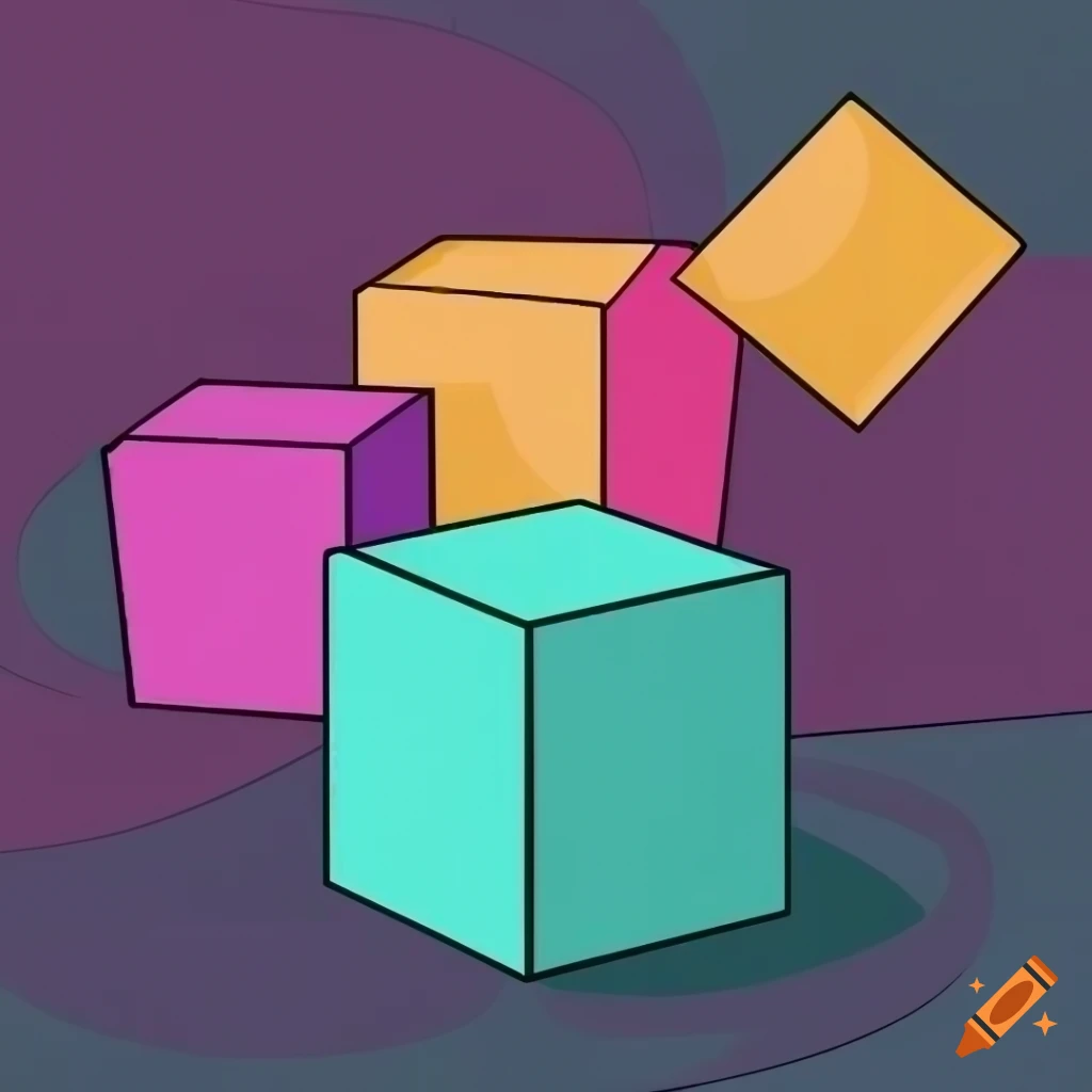Colored cubes and simple vector shapes in a minimalistic style on Craiyon