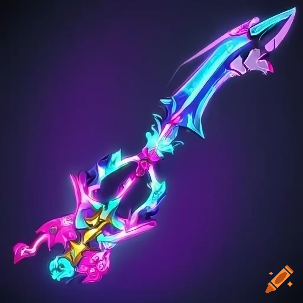 Heavenly neon keyblade on Craiyon