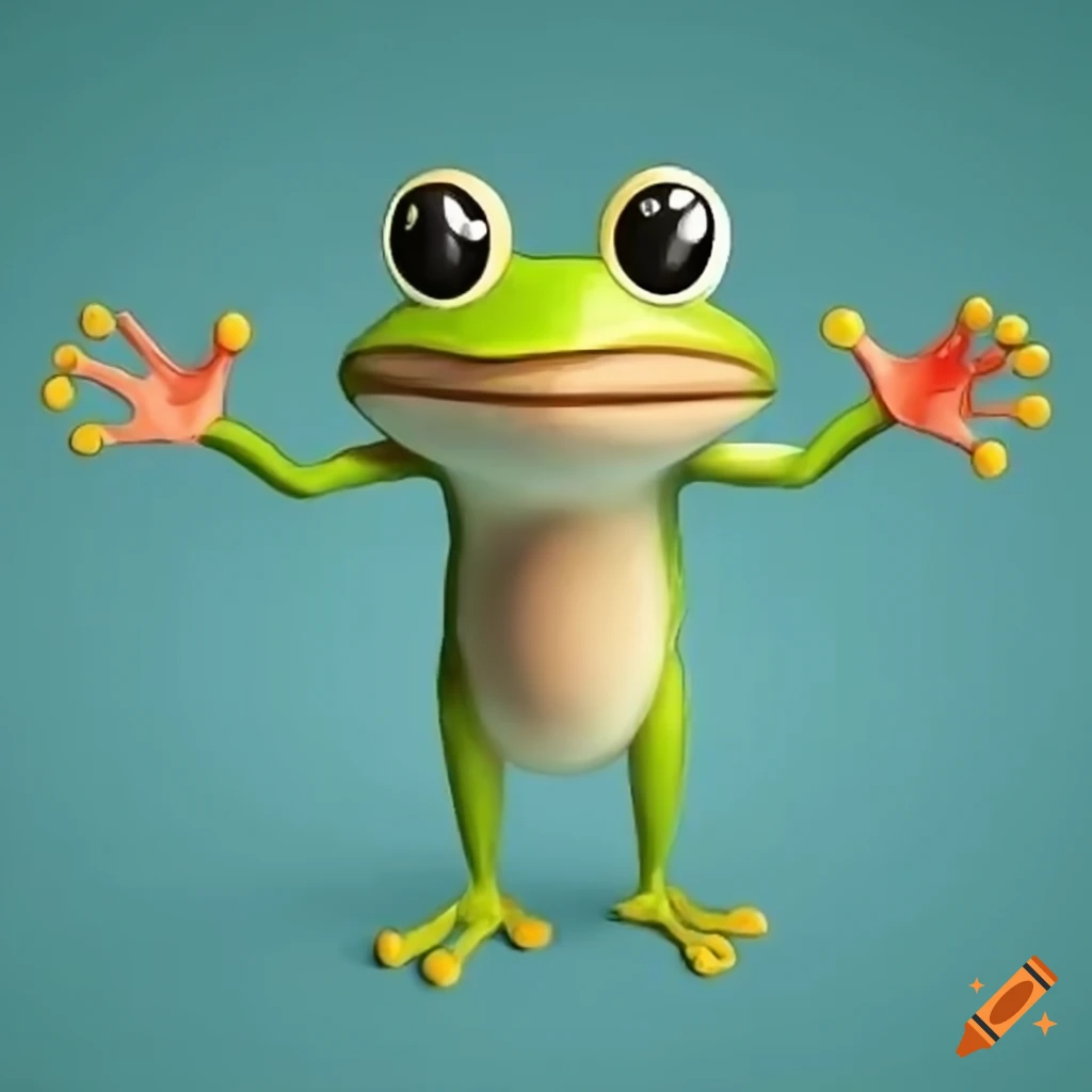 Frog standing with arms open on Craiyon