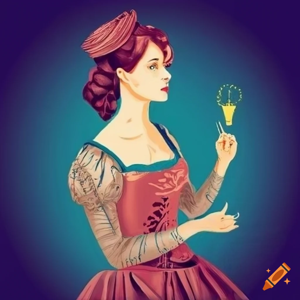 Victorian illustration of a woman with a brilliant idea on Craiyon