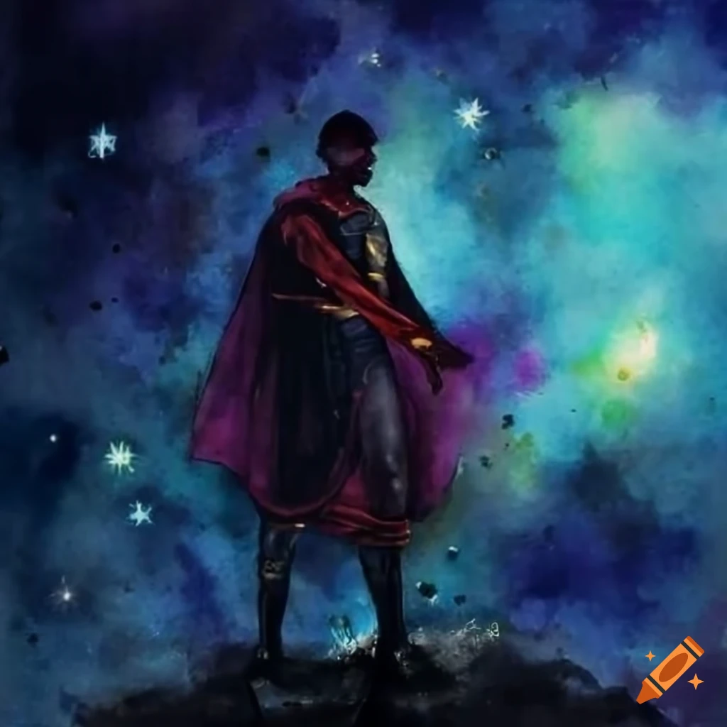 African American superhero 'Constellation' in military uniform in a ...