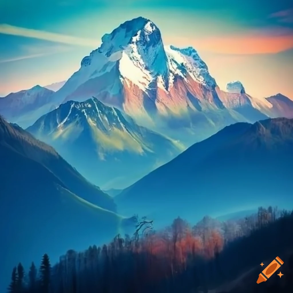 Beautiful mountain landscape on Craiyon