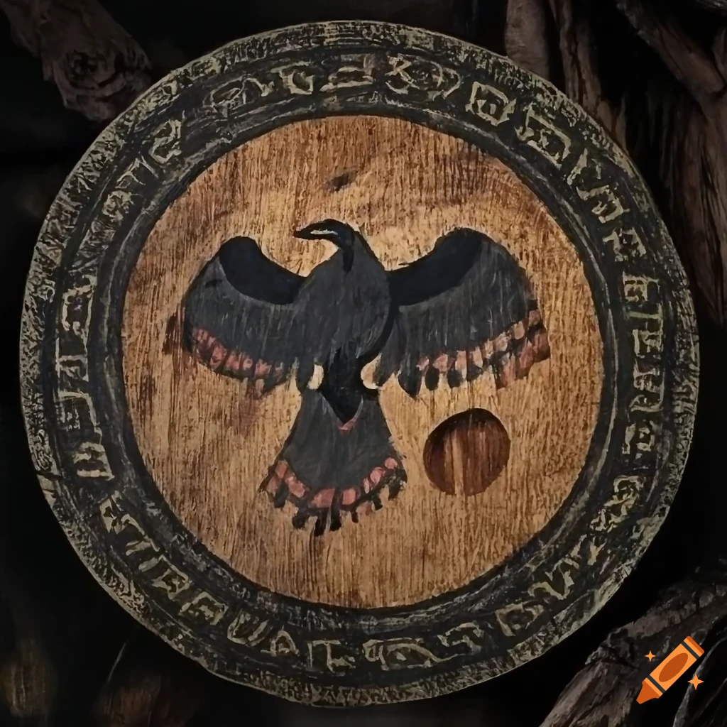 Rough painted raven logo for a Viking clan in primitive style art on ...