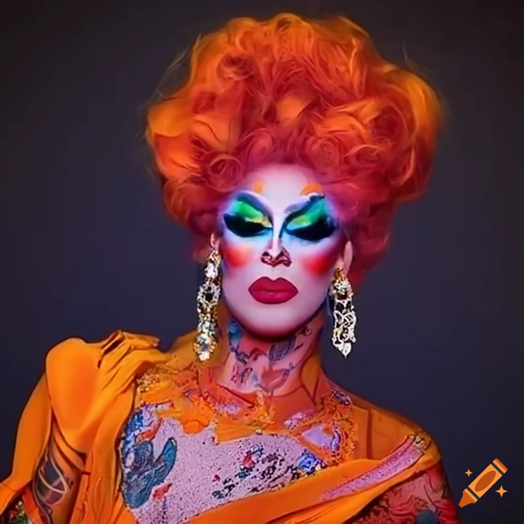 Outfit design for a drag queen with fluorescent makeup and glowing ...