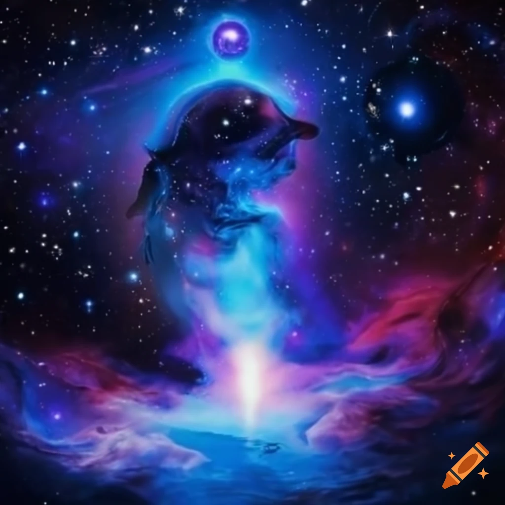 Cosmic depiction of a god figure on Craiyon