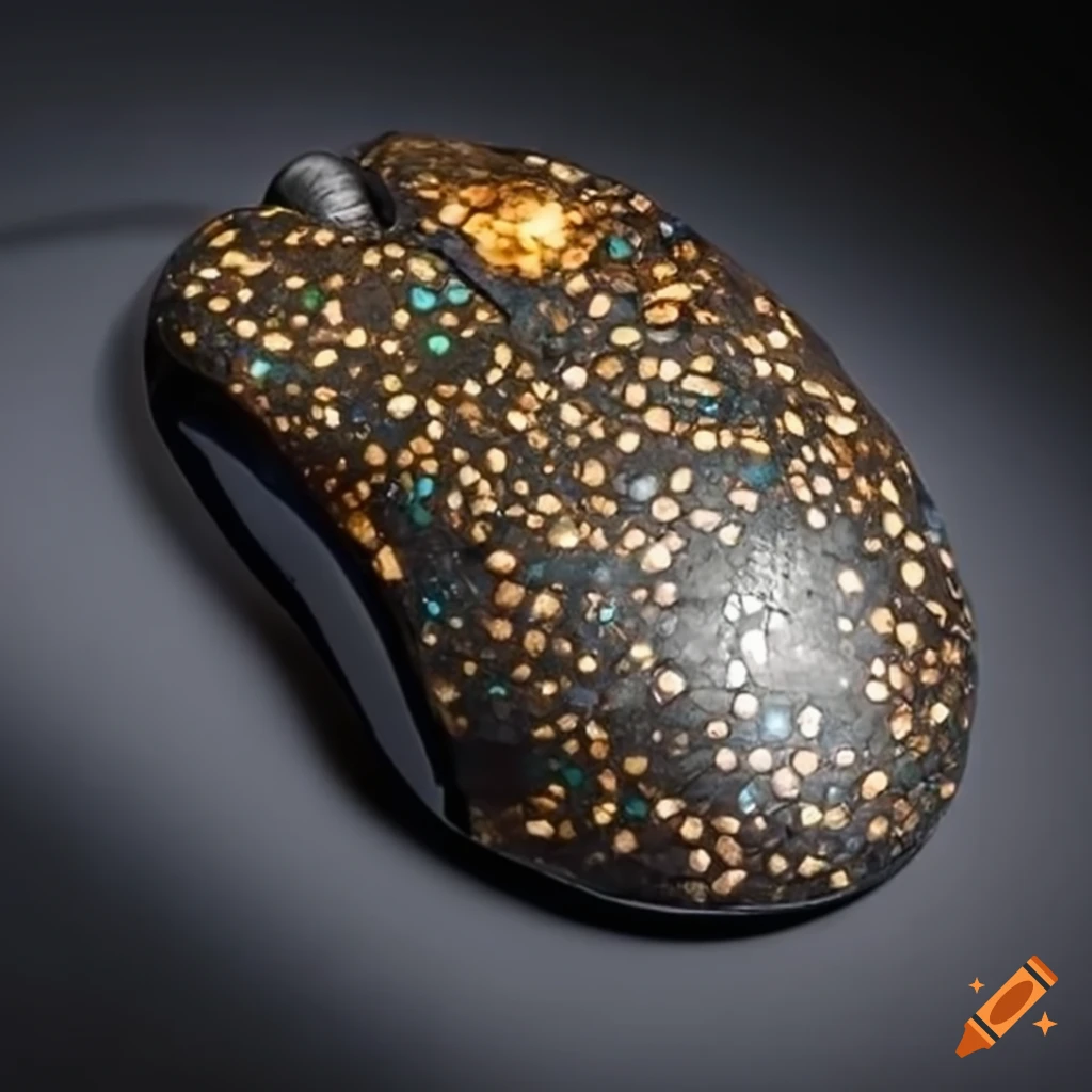 Unique computer mouse made of meteorite and mosaic smalt on Craiyon