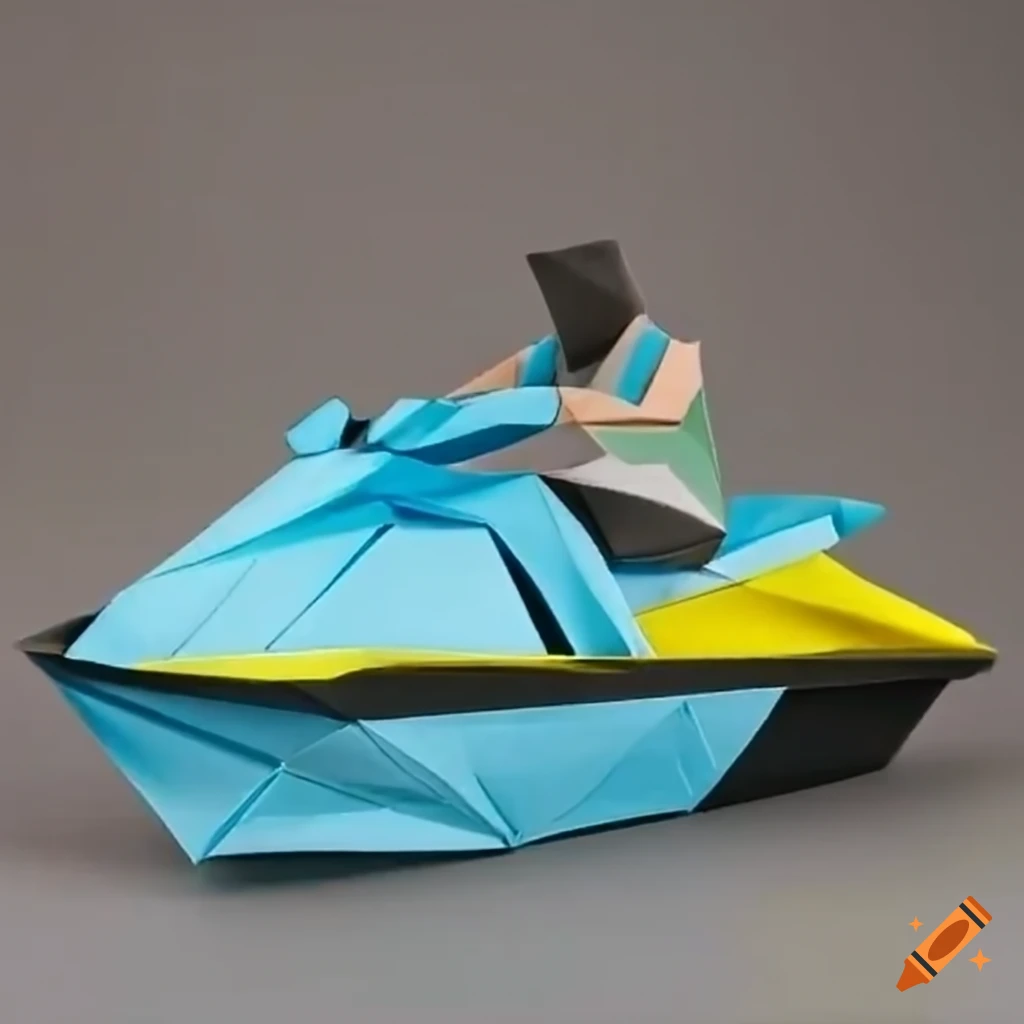Origami paper figure of a jet ski on Craiyon