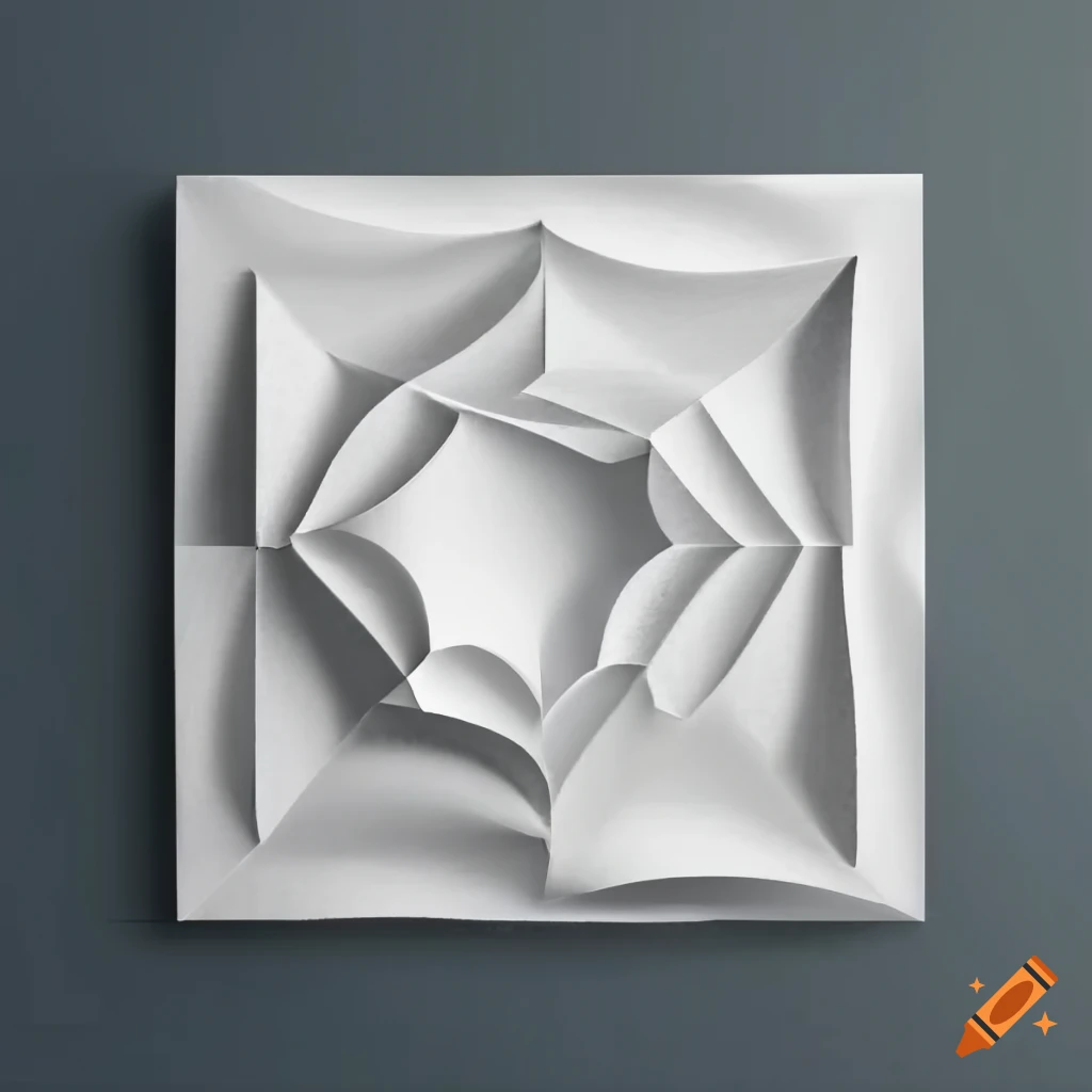 Abstract square paper relief design in clean white professional style ...