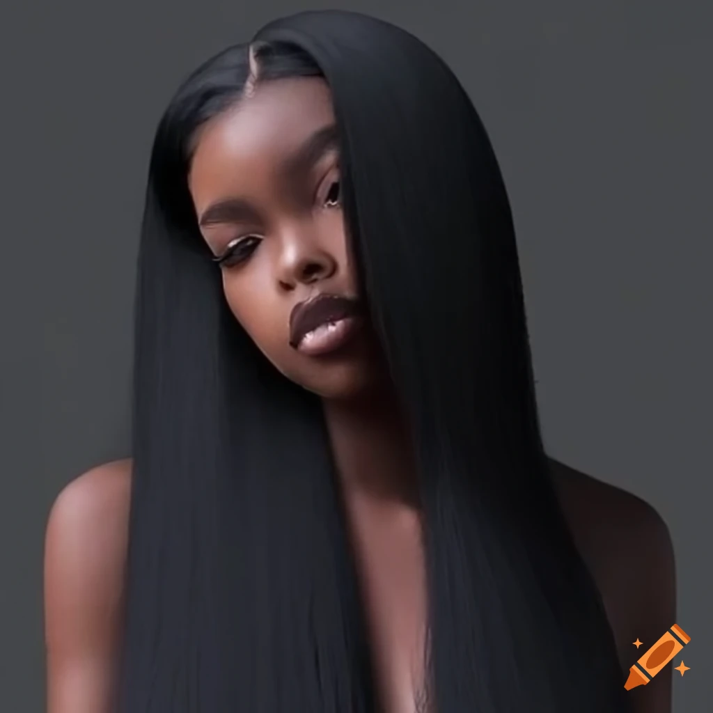 Black girl with y2k style and straight hair on Craiyon