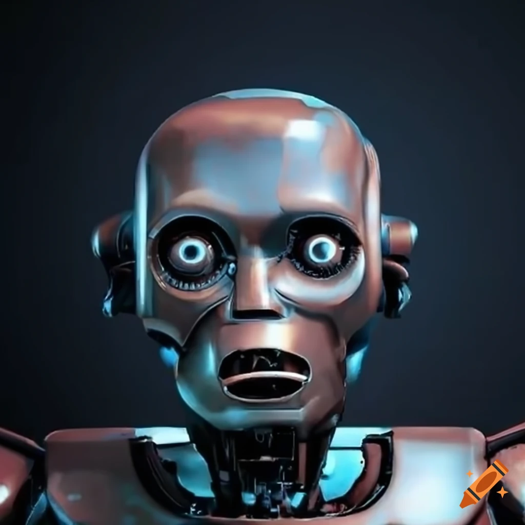 Robot with a thousand yard stare on Craiyon