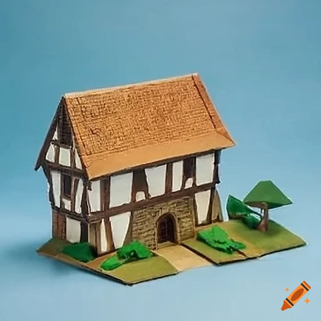 Medieval village papercraft origami model on Craiyon