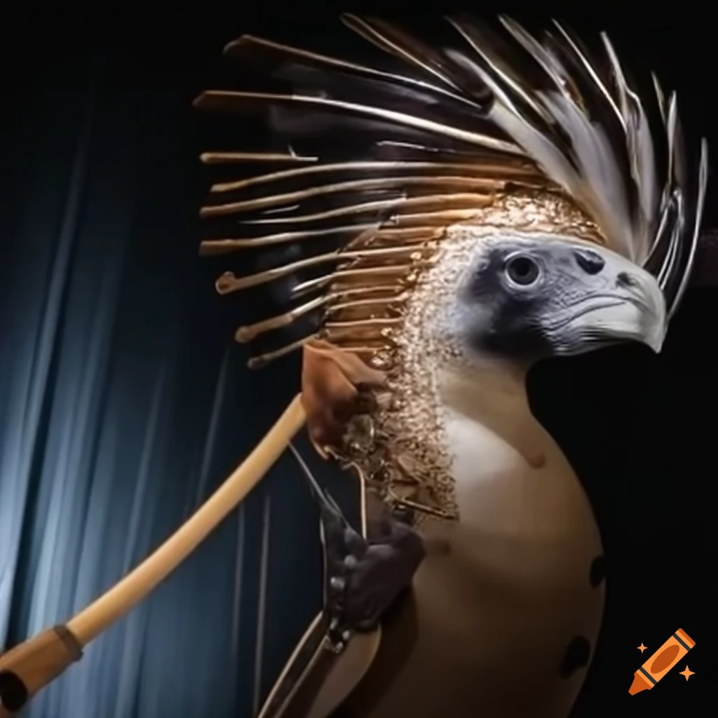 Musical instrument resembling a harp in high definition on Craiyon