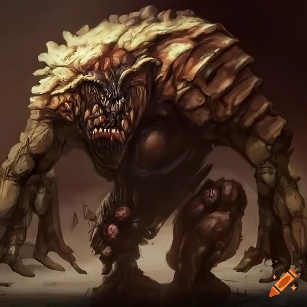 Concept artwork of a detailed unique monster for an rts game on Craiyon
