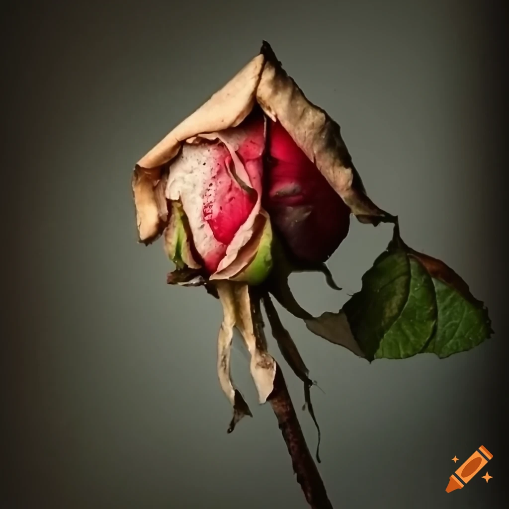 Withered rose with a sad eye on Craiyon