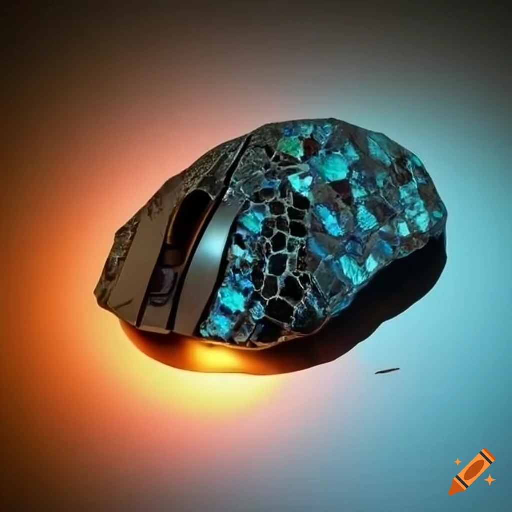 Unique computer mouse made of meteorite and mosaic smalt on Craiyon