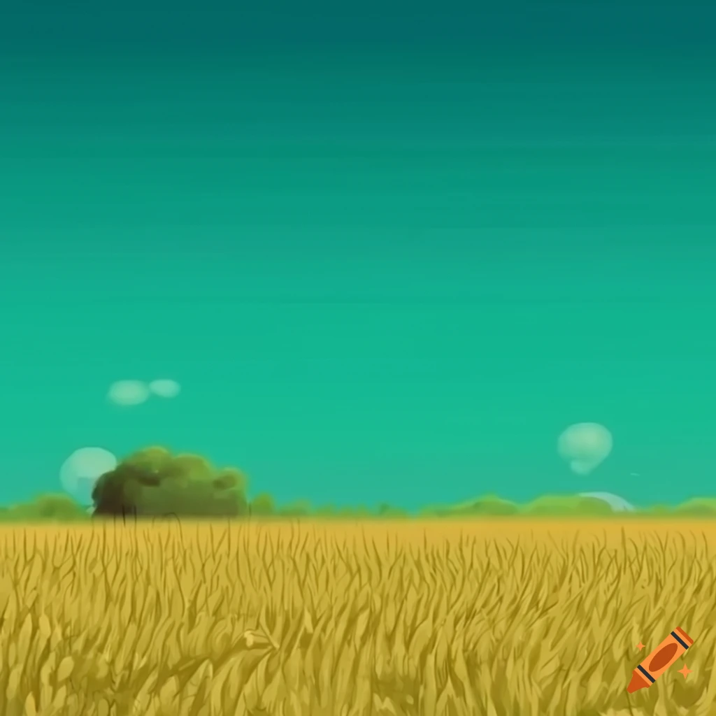 Field of wheat crops in a 90s anime style on Craiyon