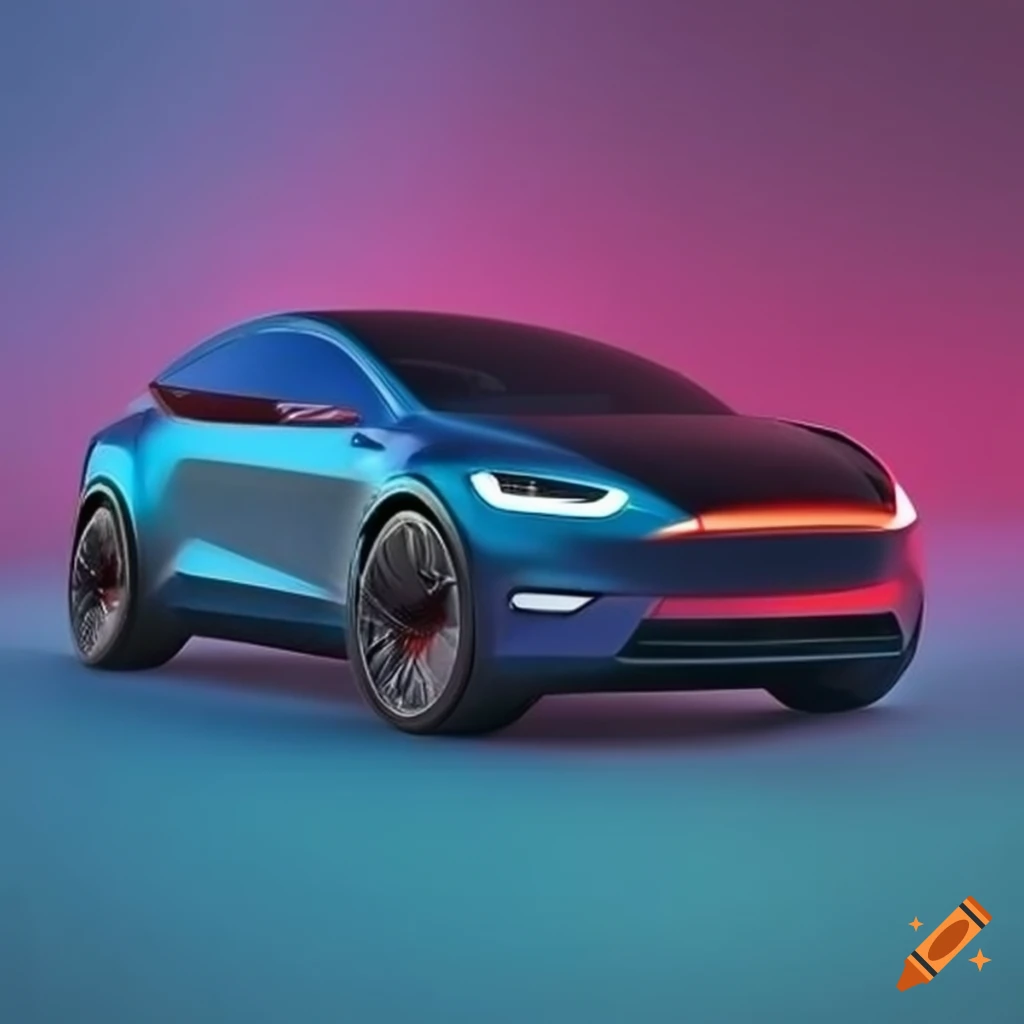 Colorful 80's tesla model x concept design on Craiyon