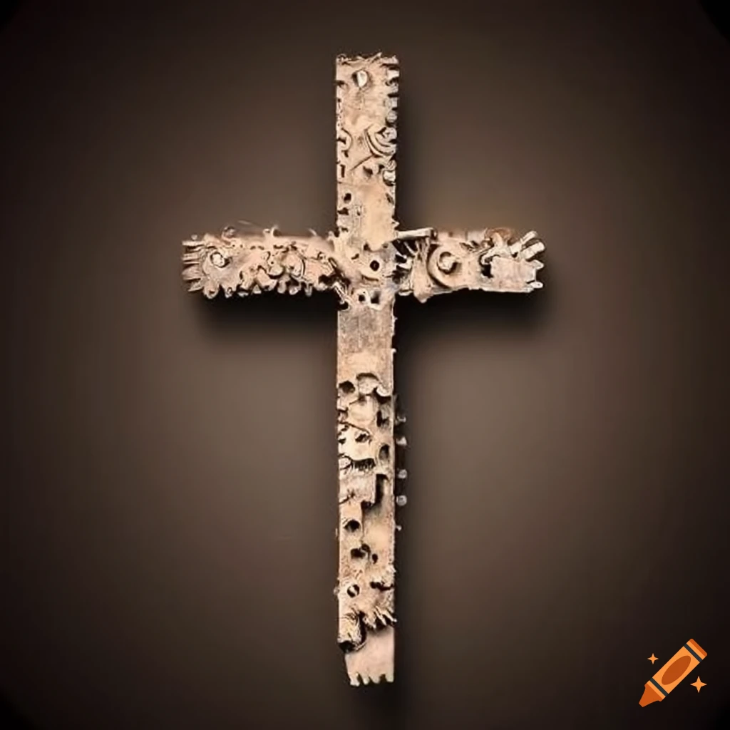 Christian cross made of gears and engineering tools in metal cutout ...