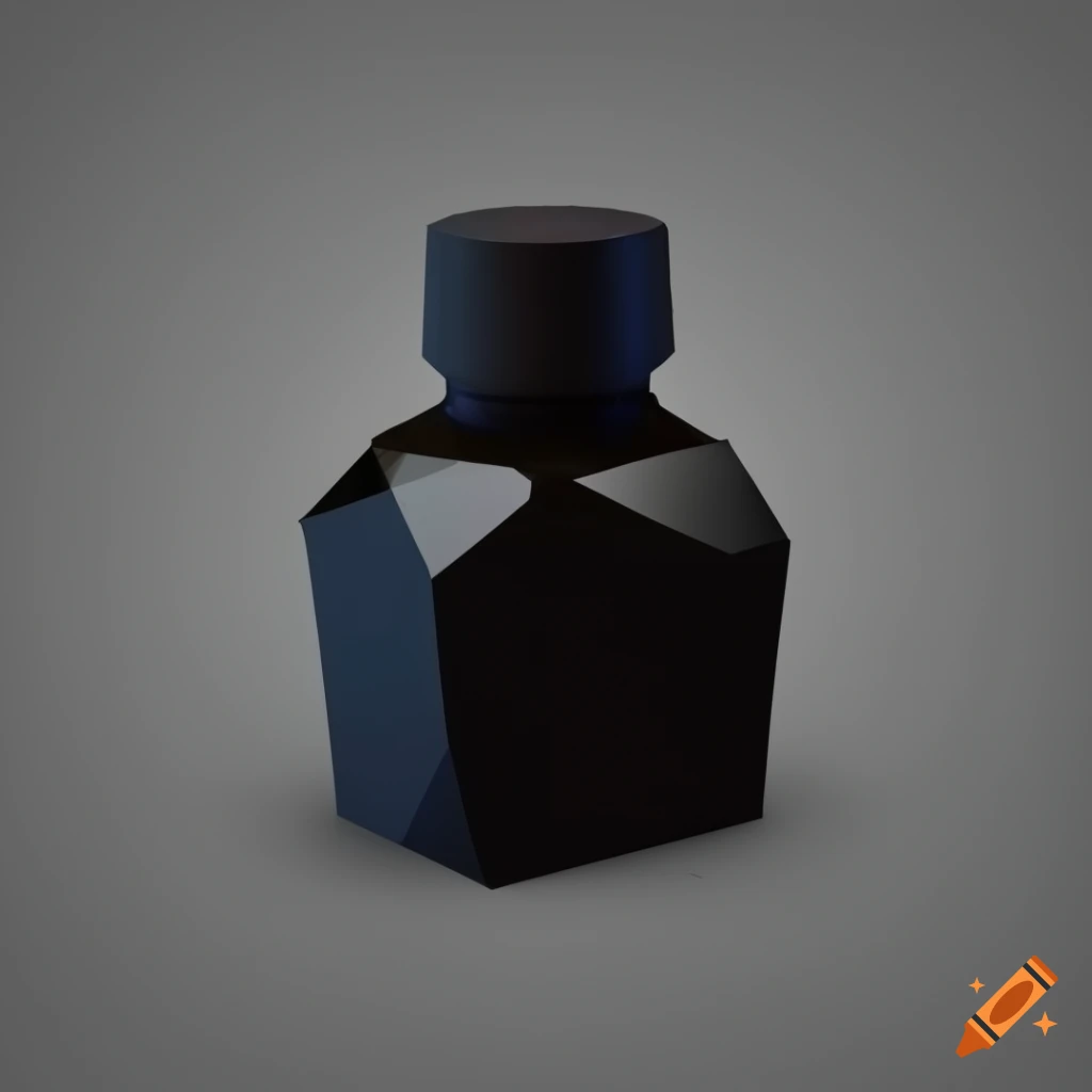 Low poly black ink glass bottle on Craiyon