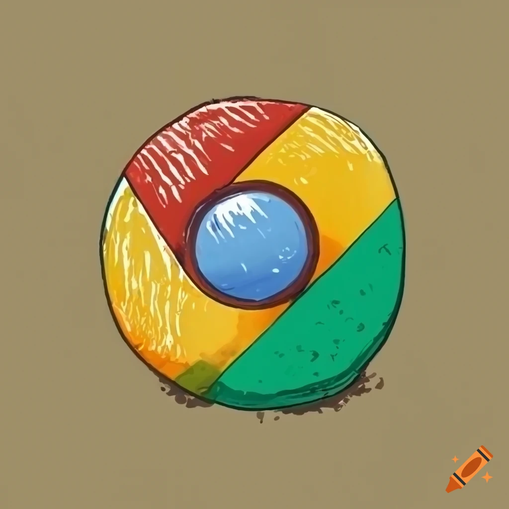 Hand-drawn google chrome app logo at level 1 on Craiyon
