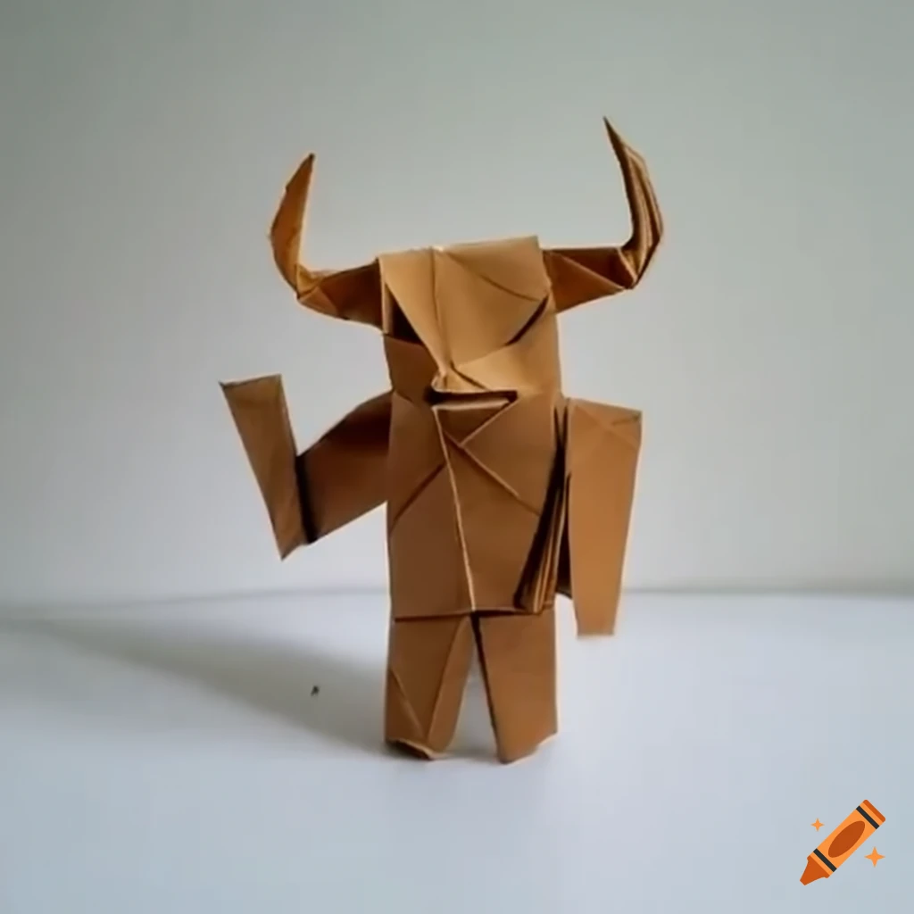 Origami paper figure of a kawaii minotaur on Craiyon