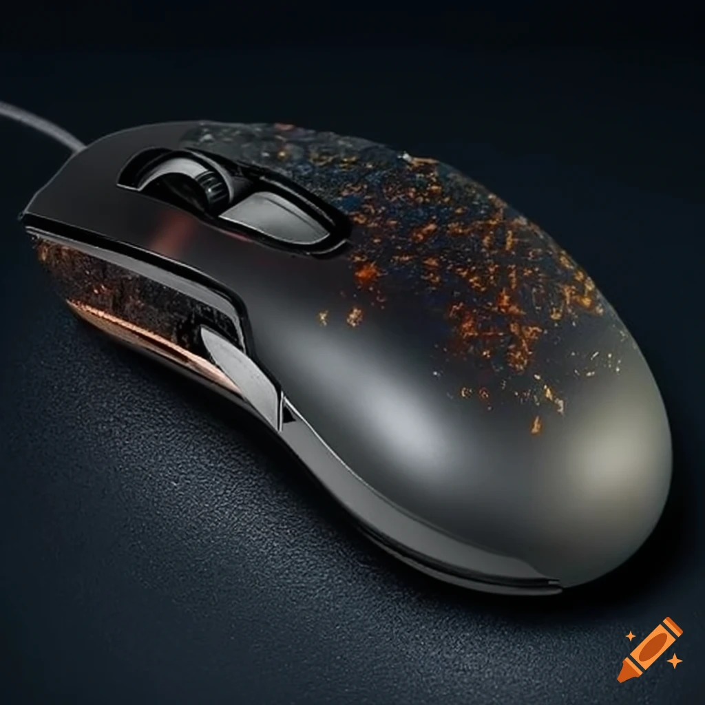 Unique computer mouse crafted from meteorite and mosaic smalt on Craiyon