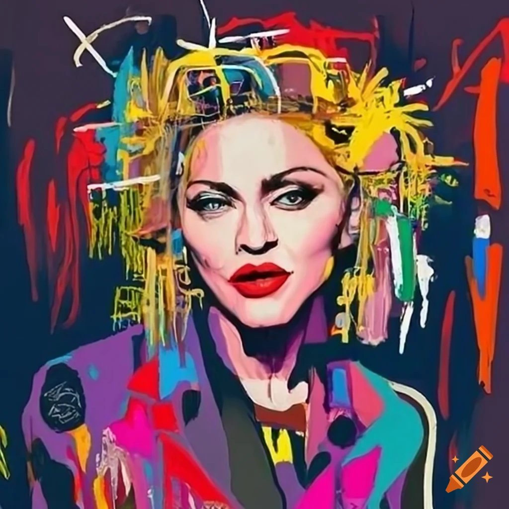 Madonna portrait in the style of basquiat on Craiyon