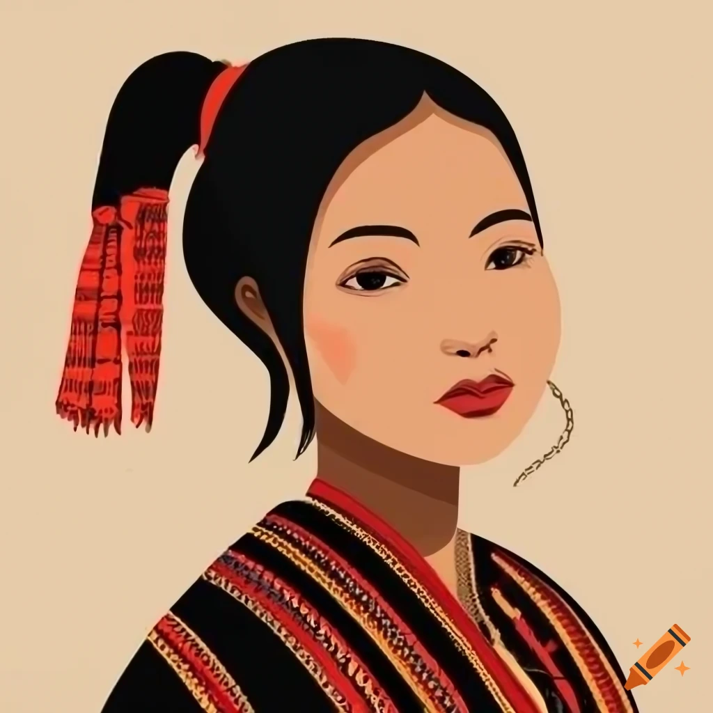 Girl in traditional north eastern naga attire with shawl and long hair ...