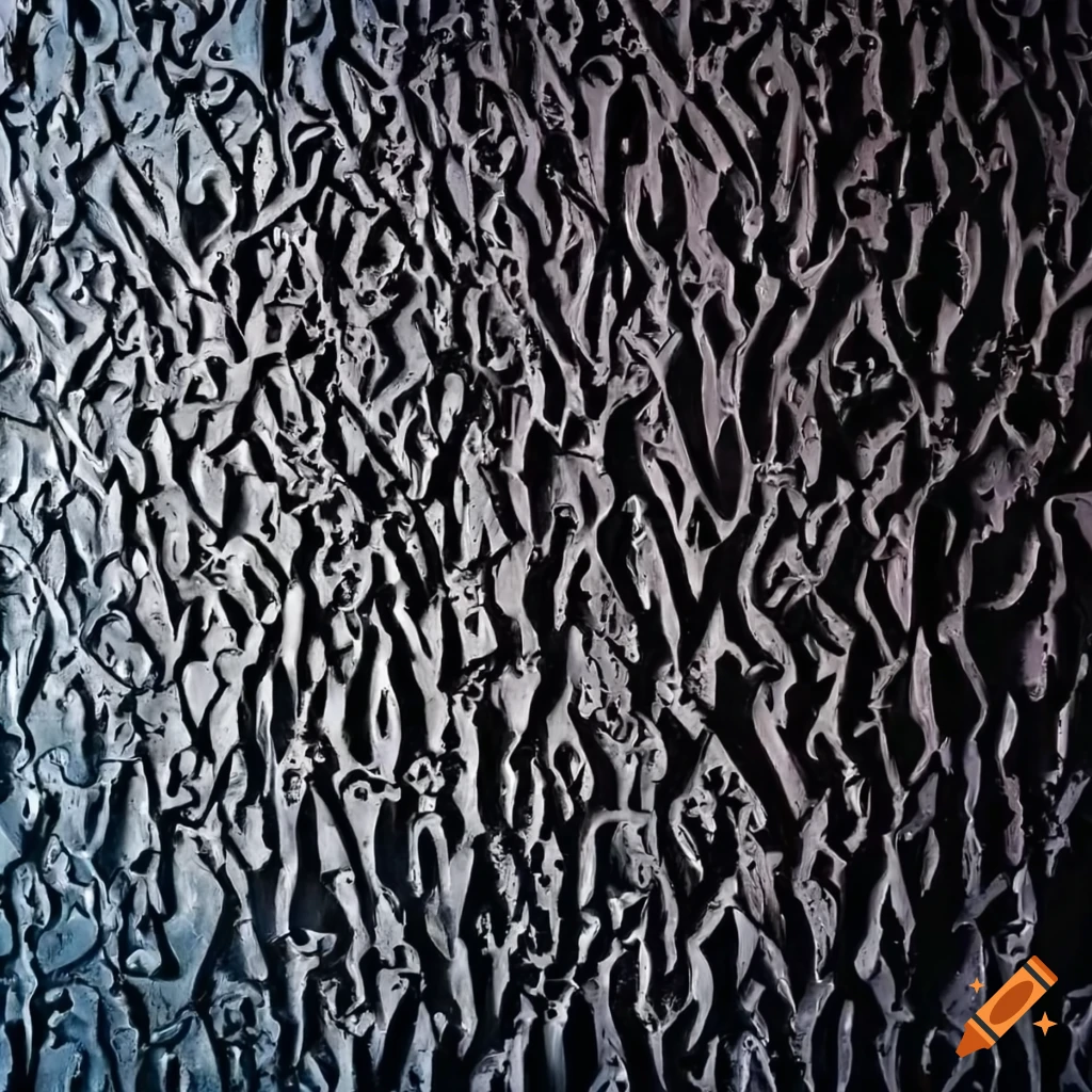 Crumbly spiky sharp metal wall with inscription 'metal' on Craiyon