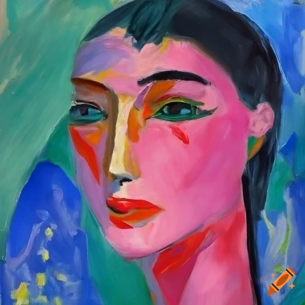 Oil painting of a beautiful female model in Matisse and Hockney style ...