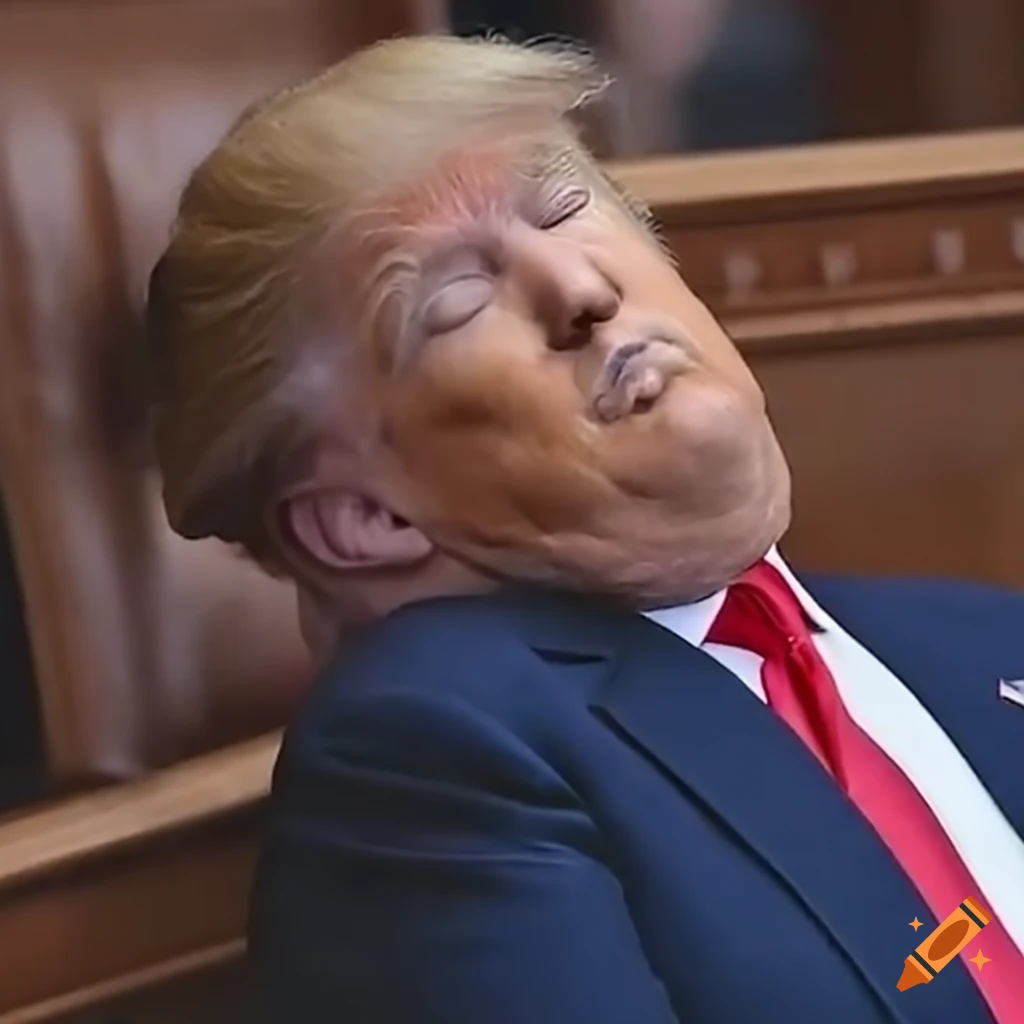 Trump asleep at his trial in nyc with bags under his eyes and messy ...