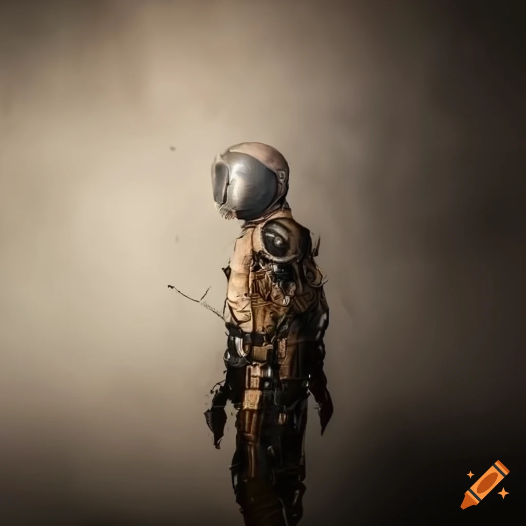 Post-apocalyptic cyborg in a space suit on Craiyon