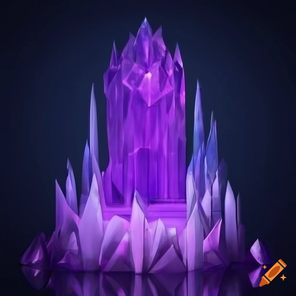 Enormous purple crystal throne in a portrait on Craiyon