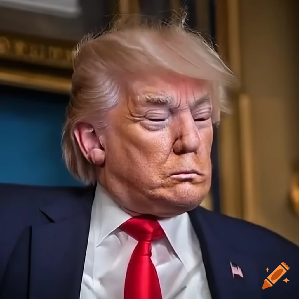 Cartoonish depiction of a tired Trump asleep at his first trial in NYC ...