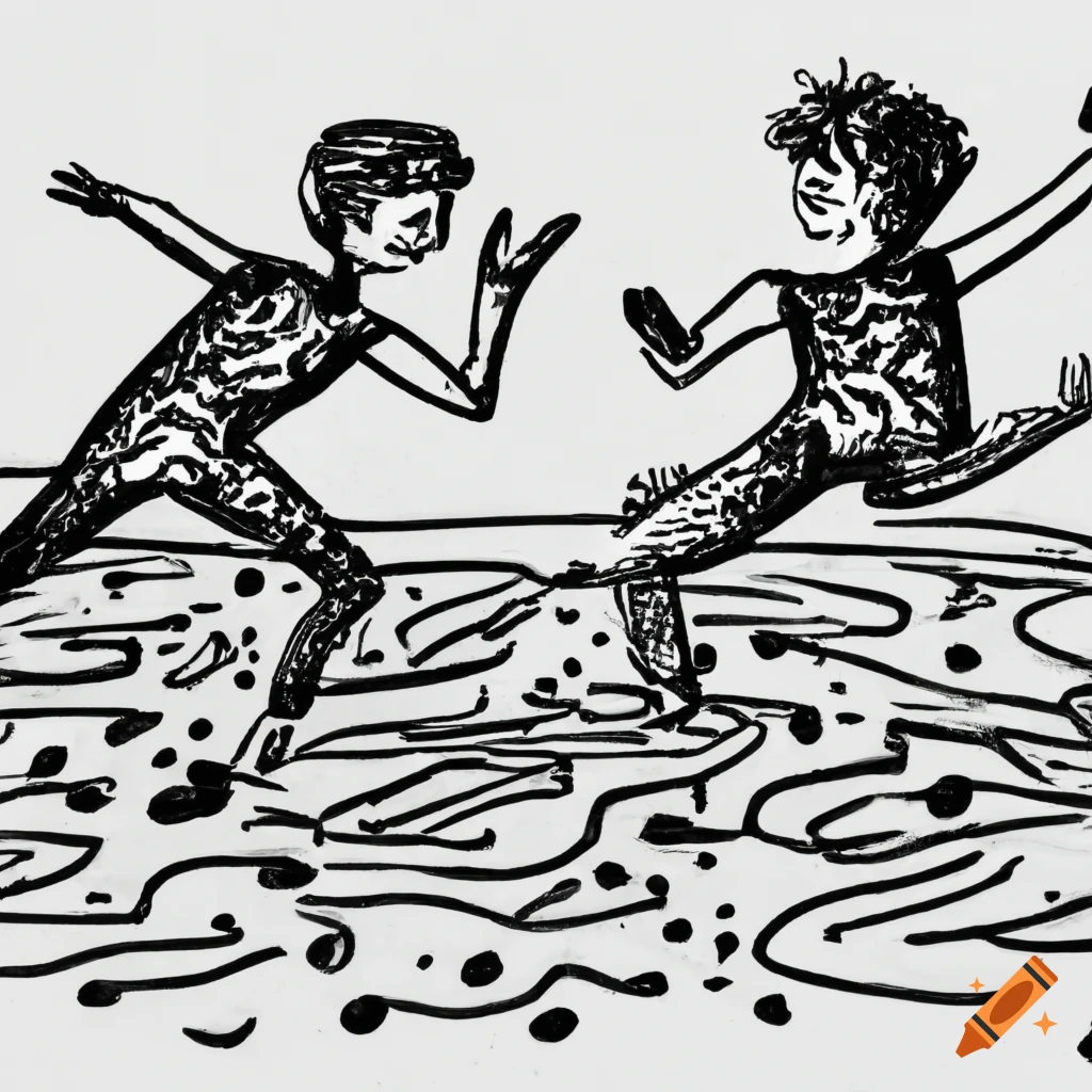 Two people having a mud fight on Craiyon