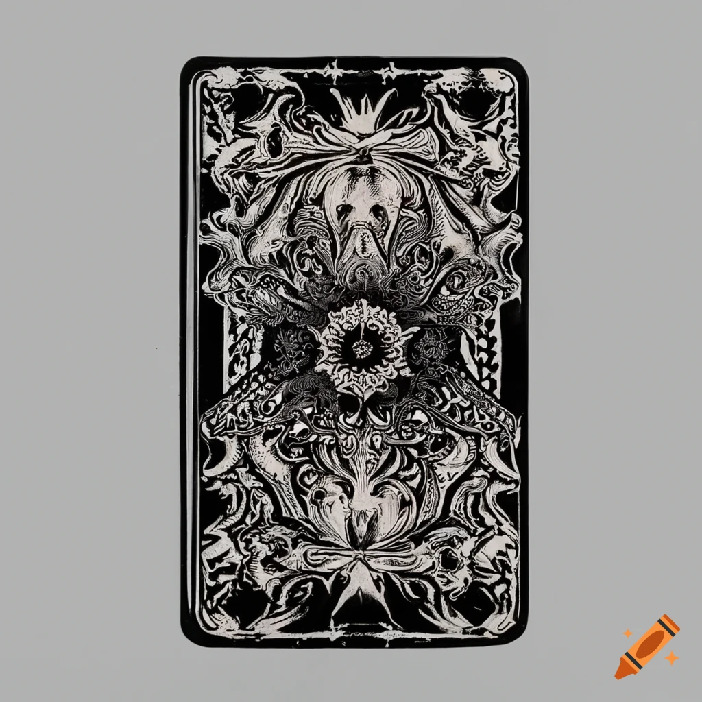 Ornamental black tarot card back side design on Craiyon