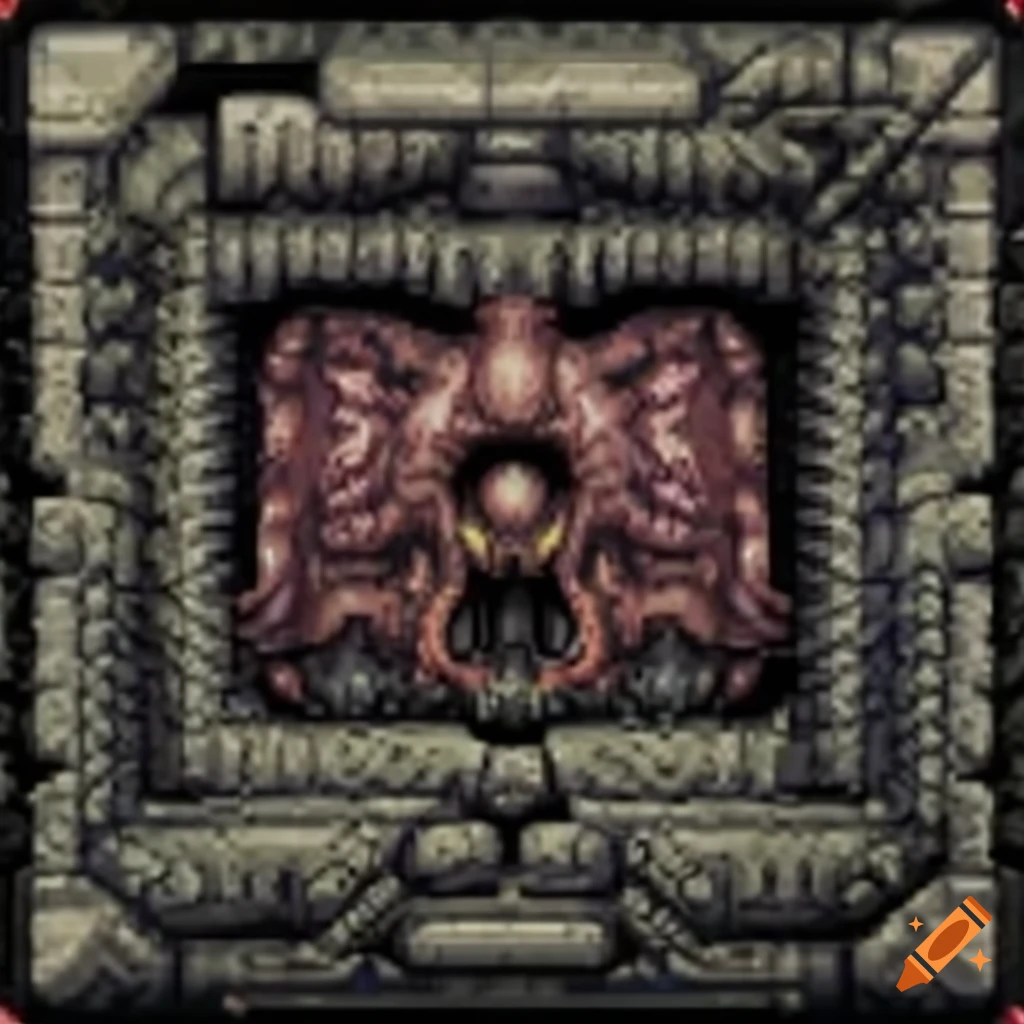 2d metroid game alien on pulsating organic tiles on Craiyon