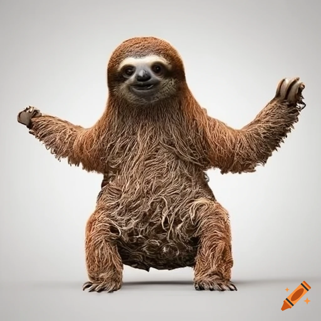 Bipedal sloth walking upright on Craiyon