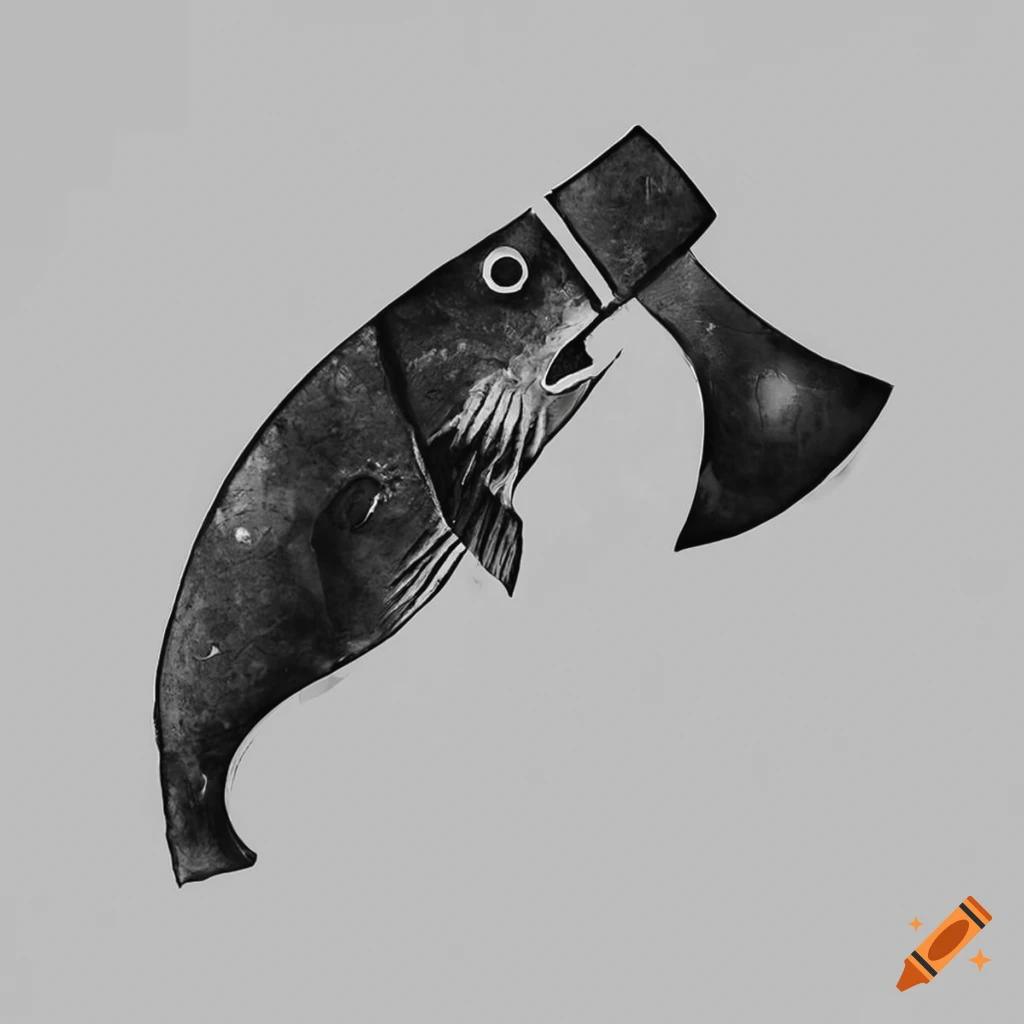 Sleek logo of a trendy fish inspired by an axe on Craiyon