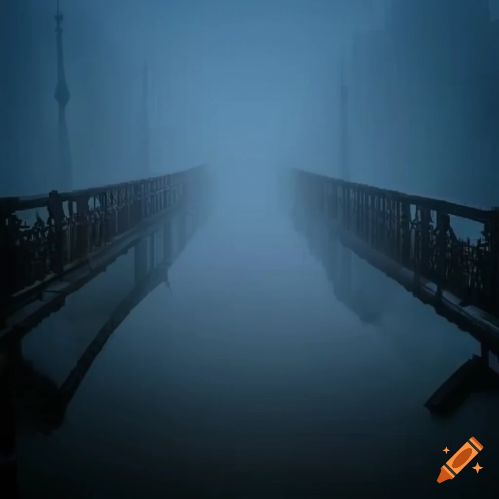 DreamBridge in fog and mist with detailed bridge design on Craiyon
