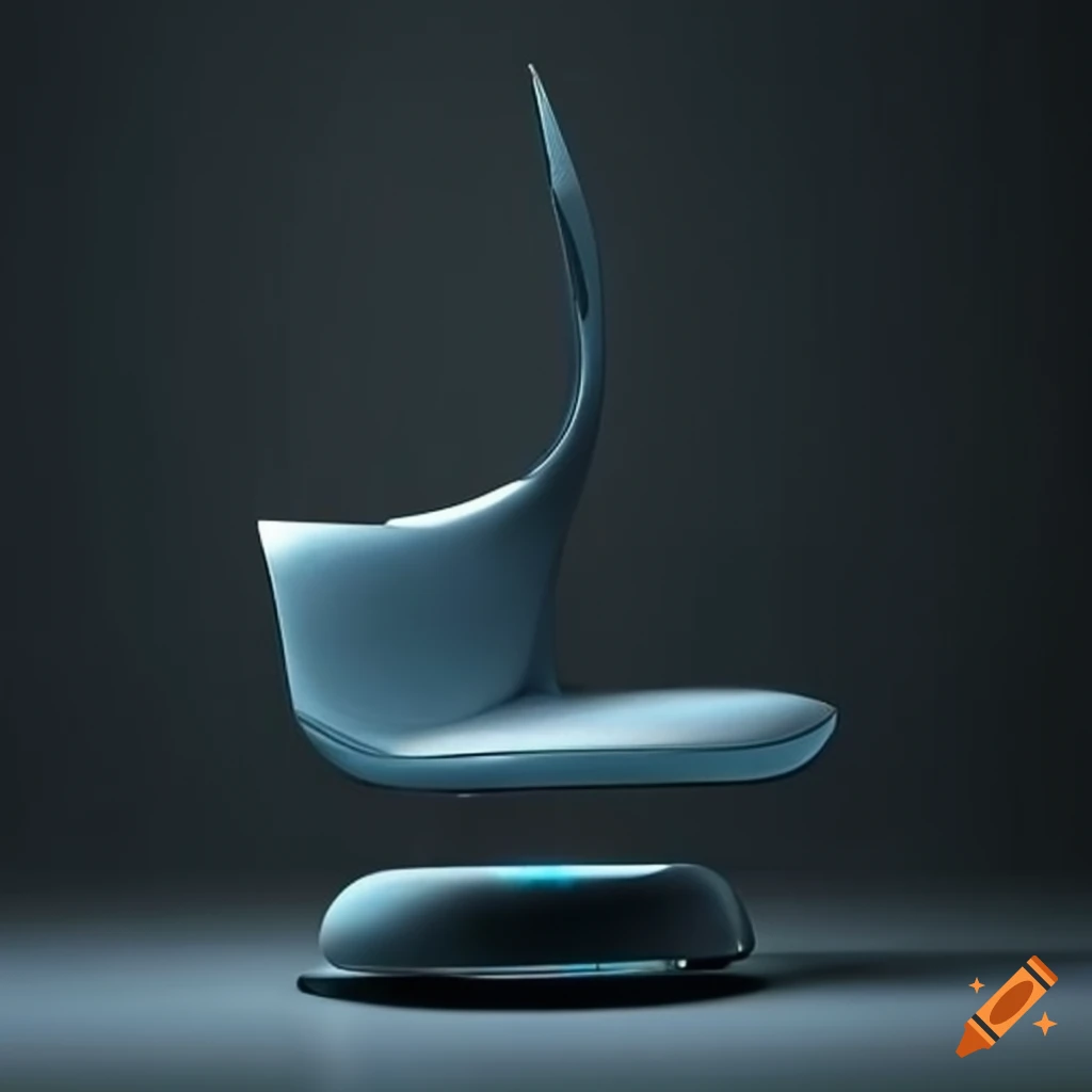 Sleek hovering chair with futuristic magnetic design on Craiyon
