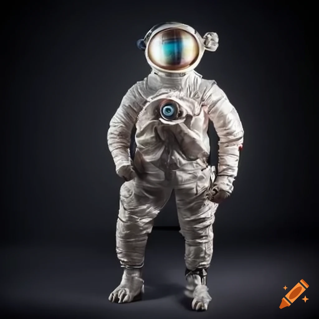 Humanoid snail in a spiral-themed space suit on Craiyon