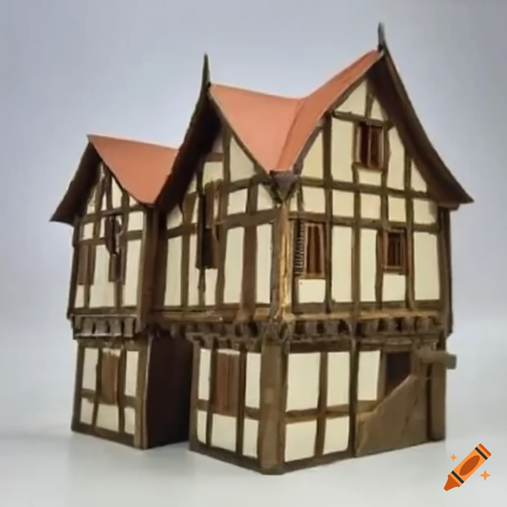 Origami papercraft model of a medieval village on Craiyon