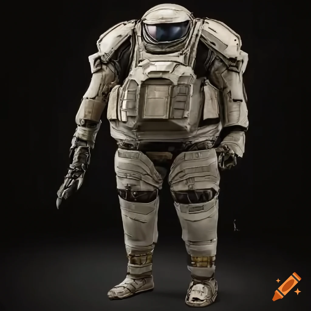 Heavy armored space suit on a figure on Craiyon