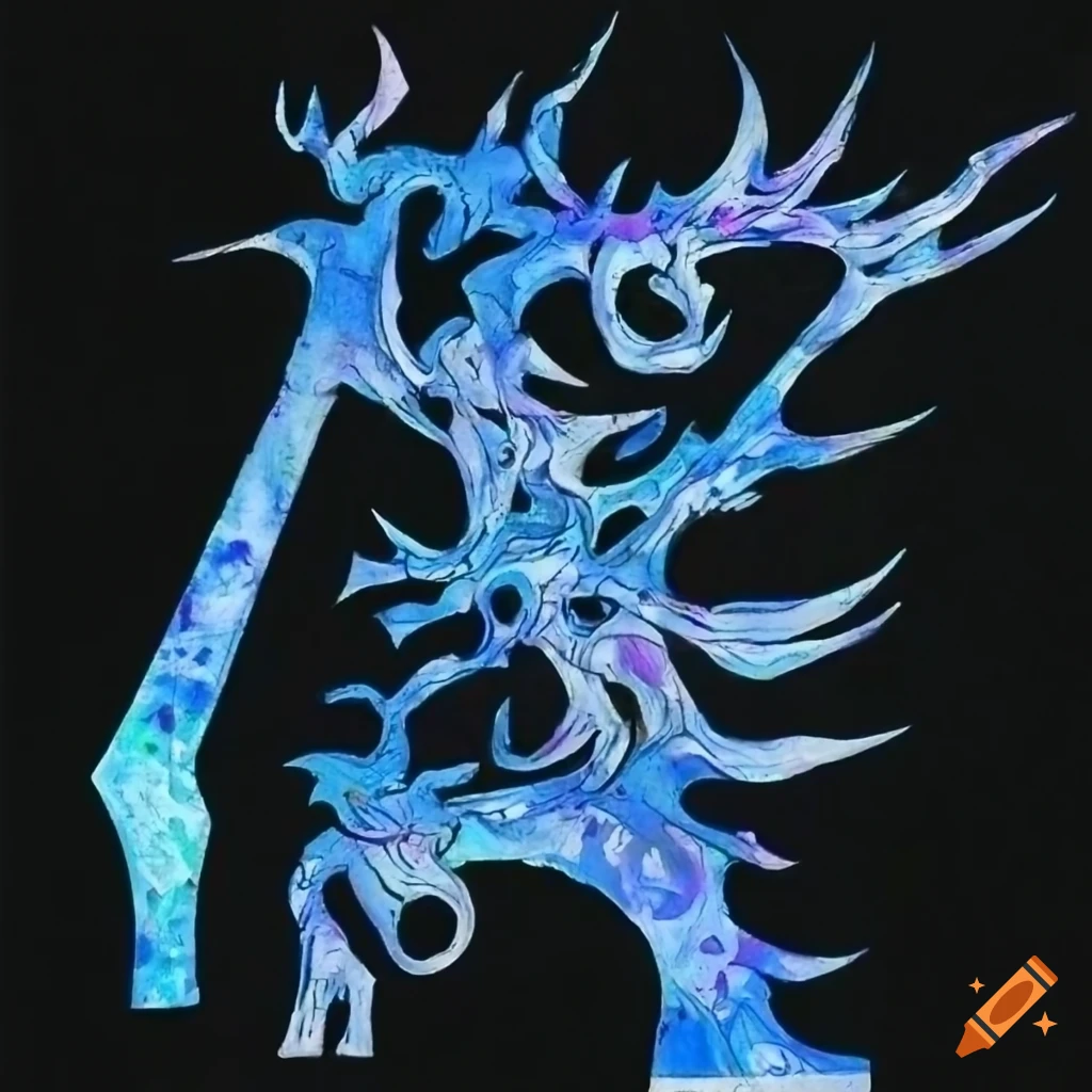 Abstract spikey figure in a fantasy style reminiscent of Yoshitaka ...