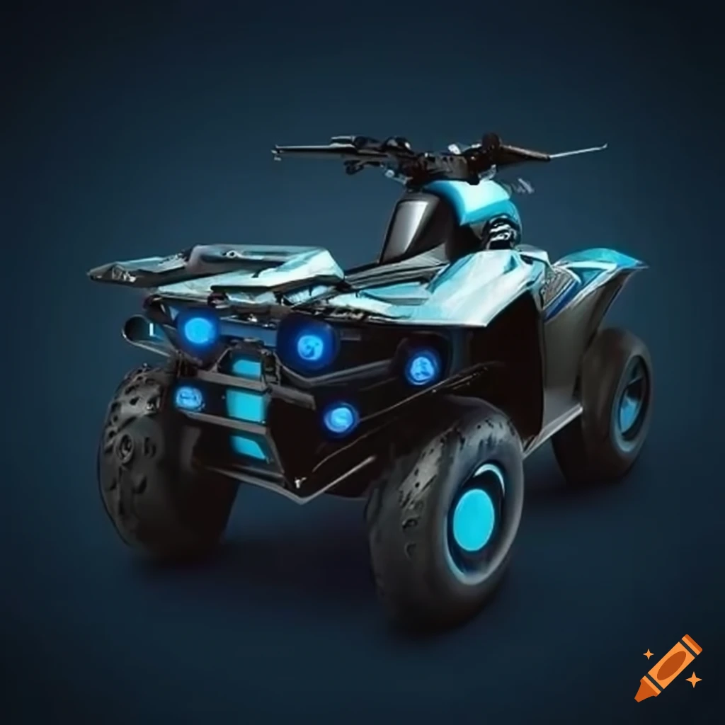 Quad bike in a futuristic space with rocket technology on Craiyon