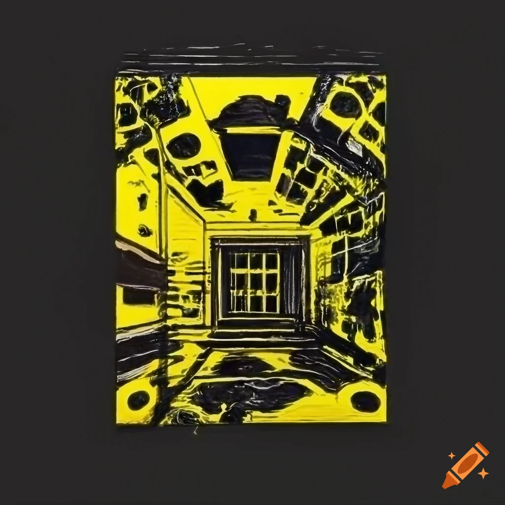 Minimal acid house themed artwork in black and yellow colors with a ...