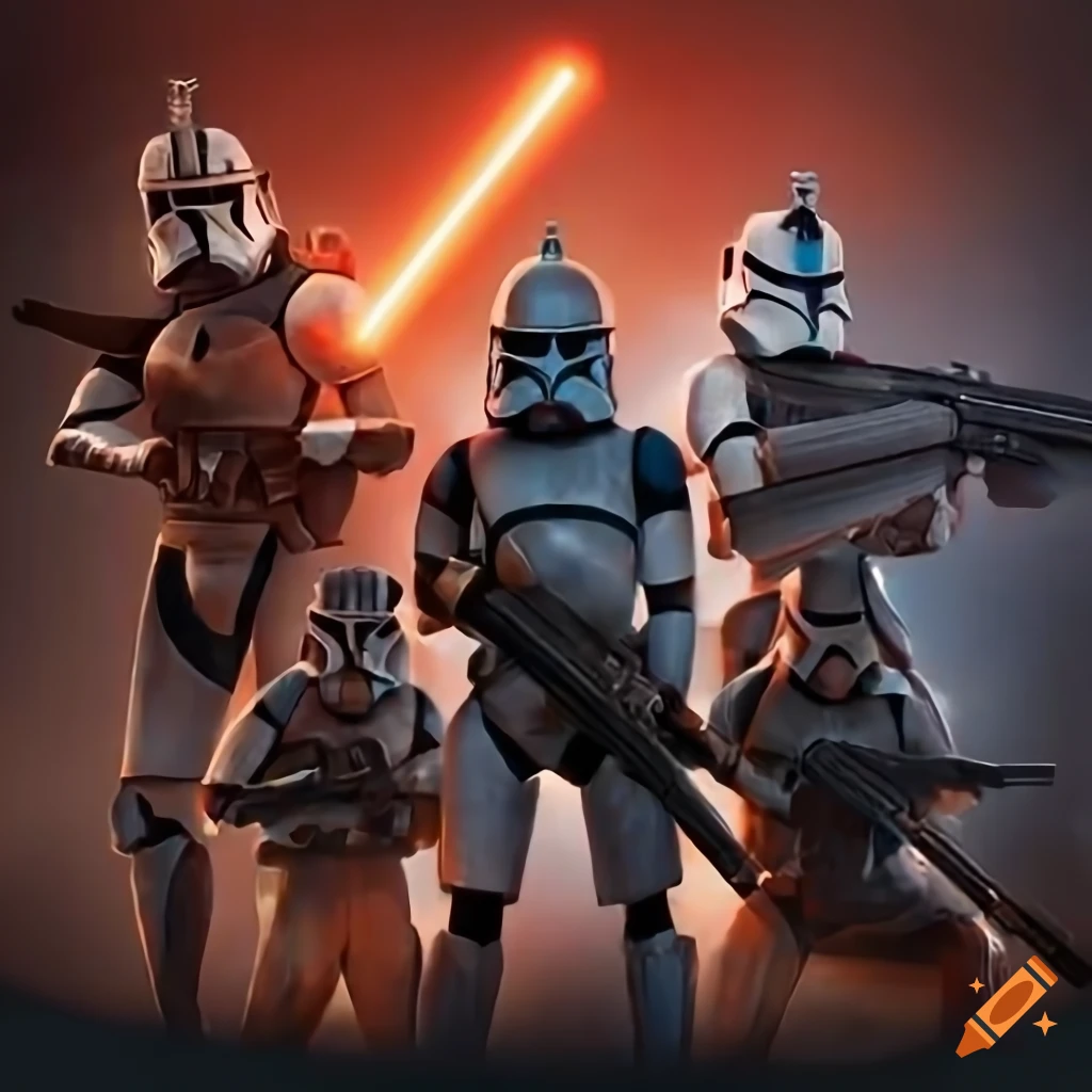 Star Wars clone troopers defending Geonosis battlefield in 4k wallpaper on Craiyon